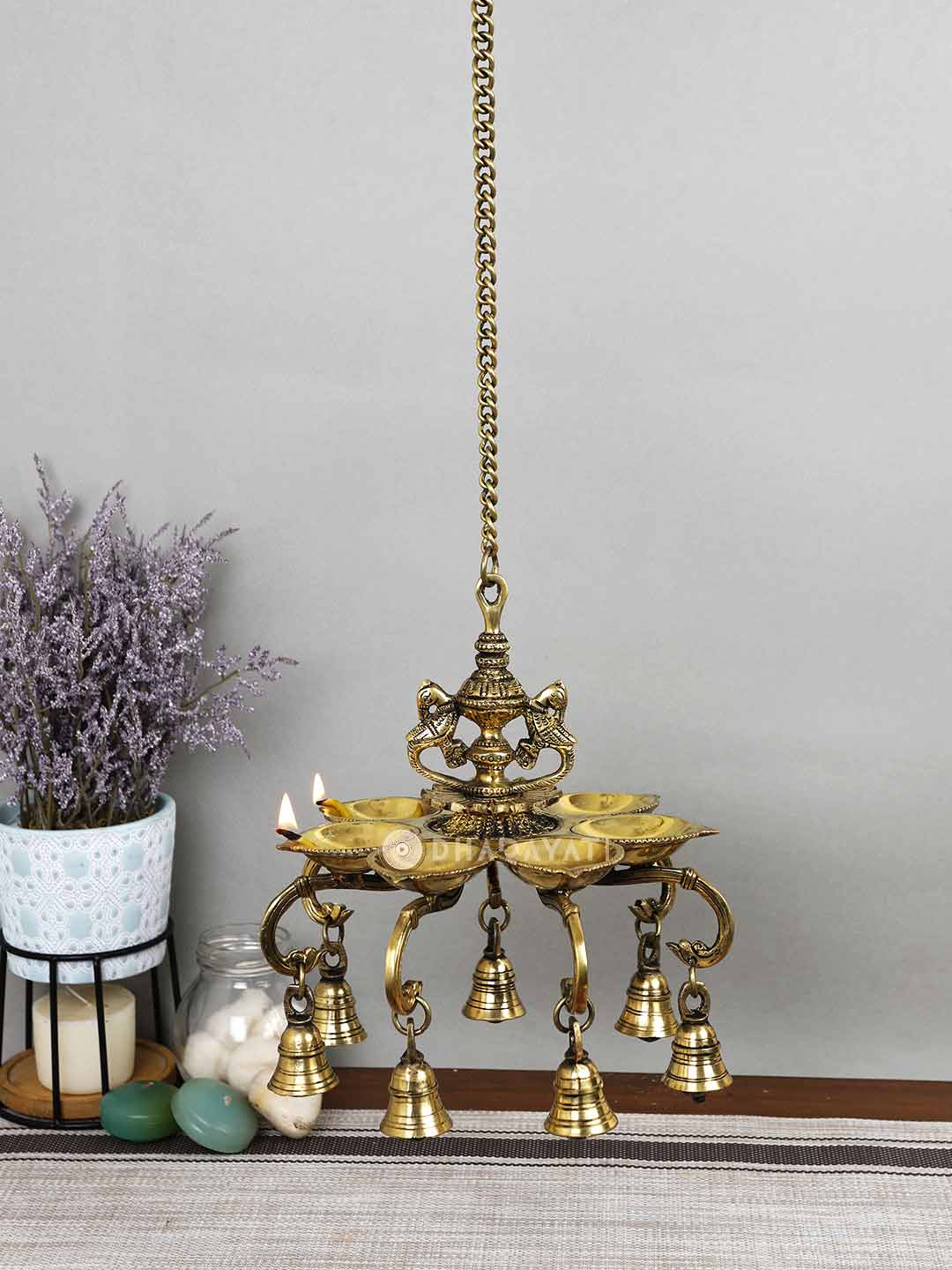 Parrot Chain Hanging Diya With Bell – Dharayati